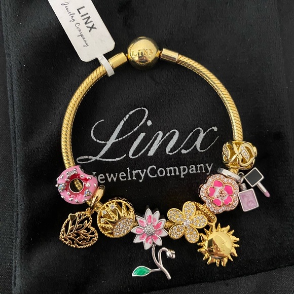Linx | Jewelry | Linx Yellow Gold Bracelet With Gold And Pink Themed ...